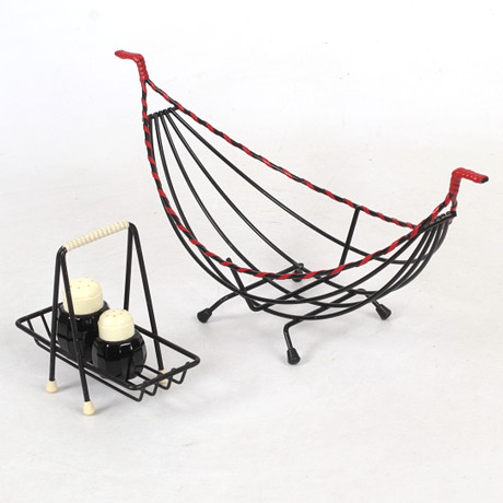 A basket, spice rack, 2 pcs, string model, second half of the 20th ...