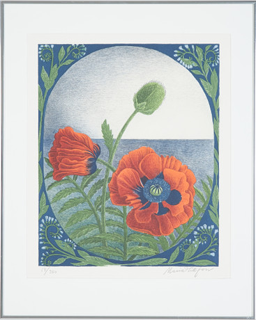 MARIA HILLFON. Poppy, lithograph in colours, signed and numbered 13/380 ...