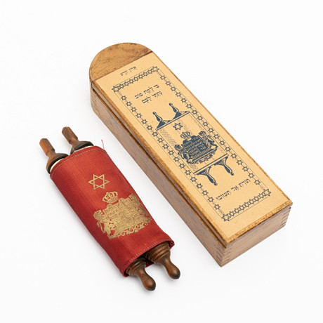 A 20th century torah on a scroll. Books, Maps & Manuscripts ...