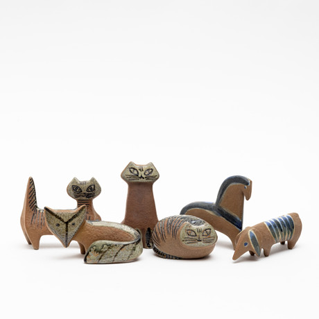 LISA LARSON. A set of 6 stoneware figurines from the series “Lilla Zoo ...