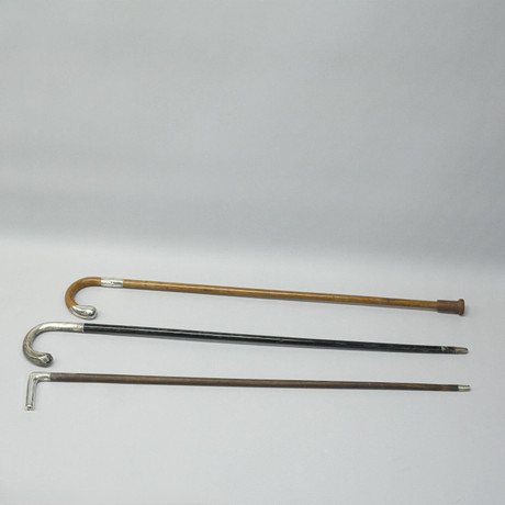 THREE CANES WITH SILVER HANDLES. Silver & Metals - Silver - Auctionet