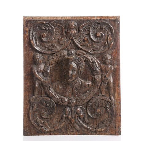 PANEL, snidad ek, 15/1600-tal. Konst - Skulptur - Auctionet