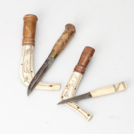 SAMI KNIVER, 2 stk, monogram signeret AH. Almue - Værktøj og redskaber ...