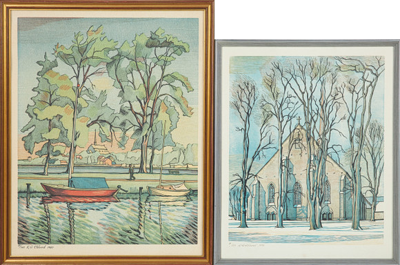 KARL-GÖRAN EKLUND. Two pieces, Motifs from Vadstena, lithographs, dated ...