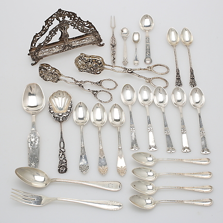 SILVER OBJECTS, 25 pcs, weight 405 grams. Silver & Metals - Silver ...