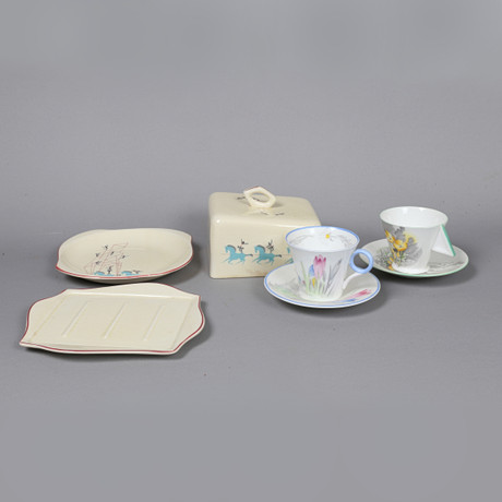 TWO PIECES OF 1950s BESWICK 'CIRCUS' PATTERN WARE AND TWO ART DECO ...