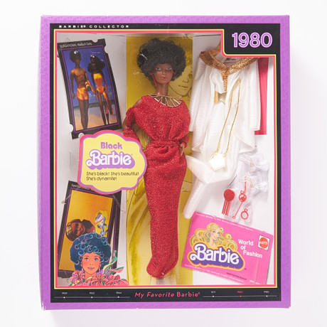 BARBIE, #R4468 Black Barbie In Red Bodysuit, "My Favourite Barbie ...