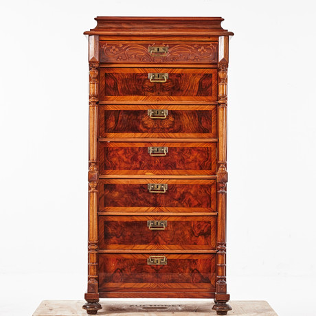 A Neo-Renaissance men's chest of drawers, circa 1900, 7 drawers ...