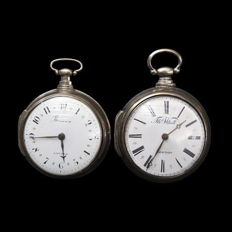 POCKET WATCH, 2 pcs. silver, spider clock, Thomas Witt and Thomson ...