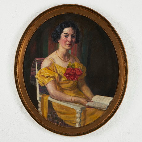EMIL LINDGREN. Portrait, depicting Alice Hjelmqvist, oil on canvas ...