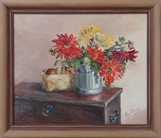 GÖSTA VON PORAT. Blomsterstilleben, olja på pannå, signerad och daterad ...