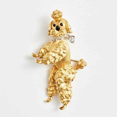 CARTIER, brooch, 18k gold, frosted, mid 20th century, in the shape of a ...