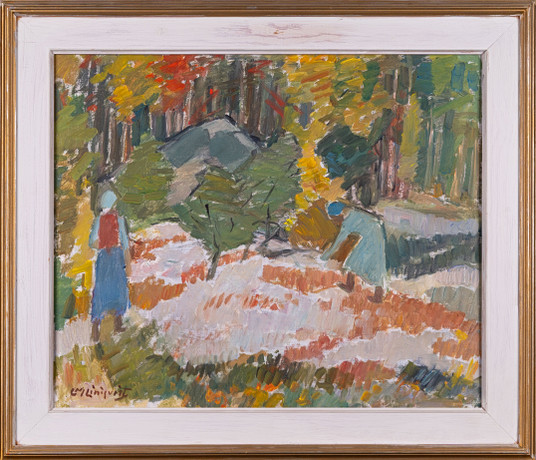 CARL MAGNUS LINDQVIST (1884-1977), motif of women picking berries, oil ...