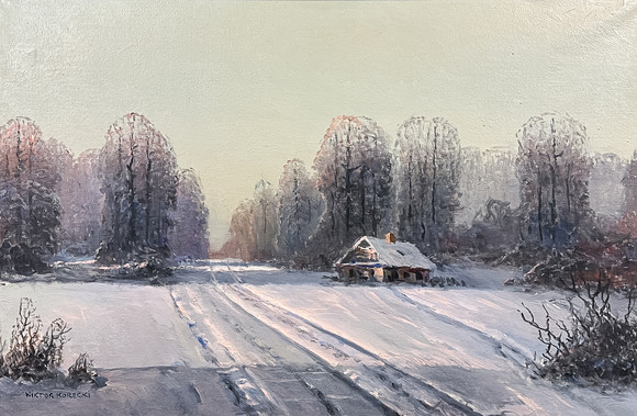 WIKTOR KORECKI. OIL ON CANVAS, “Winter”, signed. Art - Paintings ...