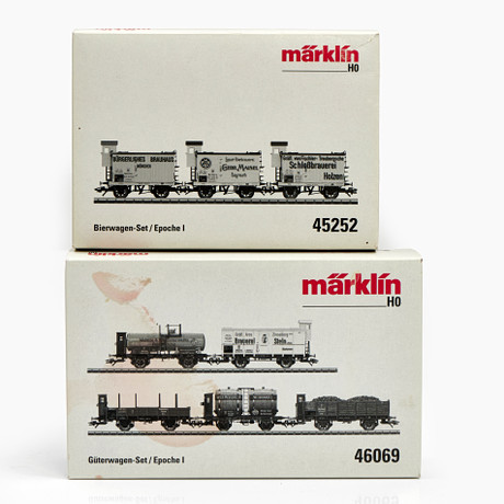 MÄRKLIN. Vagnset, 2 st, 45252 och 46069, "Bierwagen" resp. "Güterwagen ...