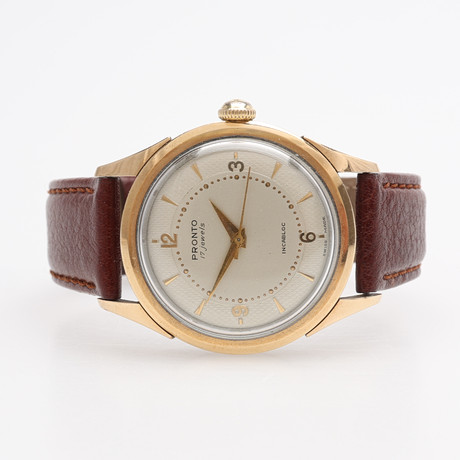 HERRARMBANDSUR, Pronto, guld på stål, mekaniskt urverk med kronuppdrag ...