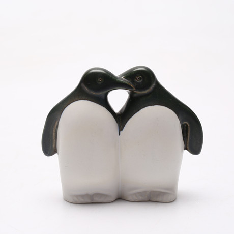 LISA LARSON. Figure, “Penguin couple”, stoneware, Gustavsberg, stamped ...