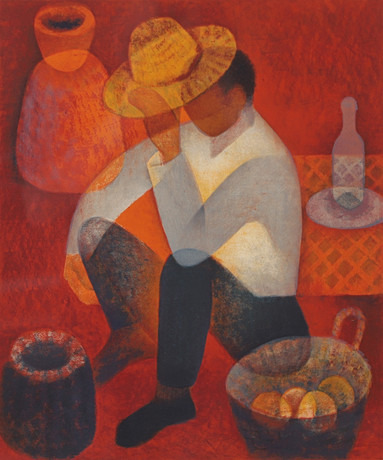 LOUIS TOFFOLI. Sitting man, lithograph in colours, signed Toffoli. Art ...