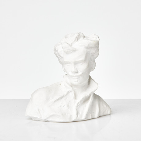 CARL ELDH. Sculpture, bust depicting a young August Strindberg, plaster ...