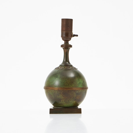 TABLE LAMP. Art Deco, 1930s. GAB, model 58, green patinated bronze ...