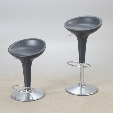 STEFANO GIOVANNONI. Bar stools, 1 pair, “Bombo”, plastic and metal ...
