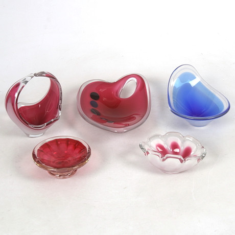 PAUL KEDELV. skålar 5 st, glas, "Coquille", Flygsfors. Glas - Bruksglas ...