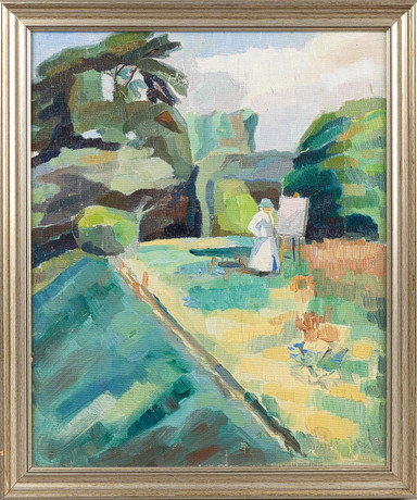 GUNNAR JONN. Artist in landscape, oil on canvas, signed and dated. Art ...