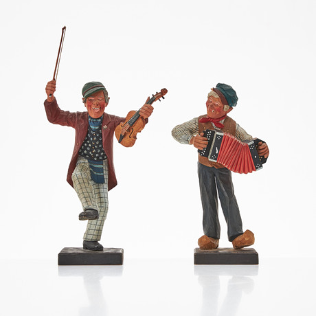 HERMAN ROSELL. Violin and accordion, sculpted and painted wood, signed ...