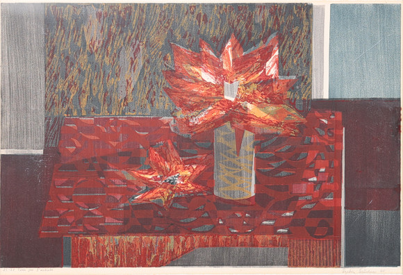EYSTEIN SIGURDSSON (FÖDD 1925 NORGE). Still life, woodcut, signed and ...