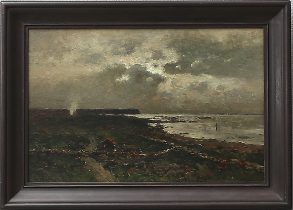 AXEL NORDGREN (1828-1888). Moonlit coastal landscape, Bohuslän. Oil on ...