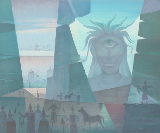 SVEN JONSON. “Cave of the Cyclops”. Lithograph in colours, signed and ...