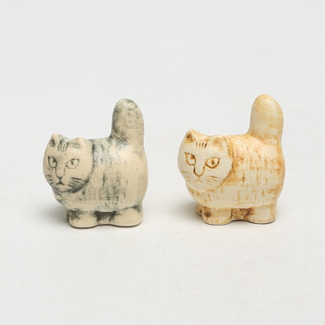 LISA LARSON. A set of two miniature cats, Keramikstudion Gustavsberg, 2000's. Ceramics ...