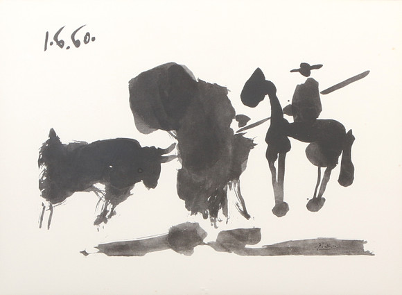 PABLO PICASSO. After. Graphic sheet. “Don Quixote”. Signed in the print ...