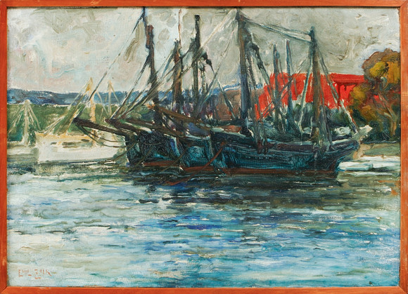 EMILE ZOIR. Boats on the coast, oil on canvas, signed. Art - Paintings ...