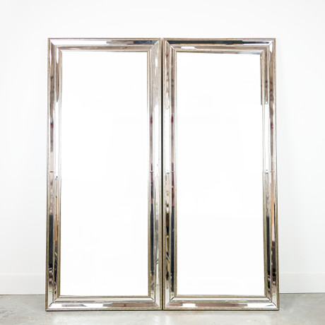 WALL MIRRORS, A PAIR, SILVERED AND MARGINAL MIRROED PLATE FRAMES ...