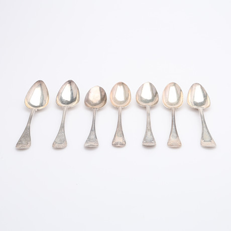 A SET OF 7 SILVER SPOONS, MODEL OLD FRENCH, MOSTLY NORSE 19TH CENTURY ...