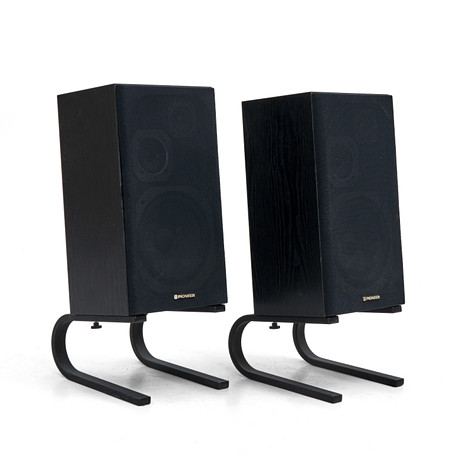HÖGTALARE, ett par, Pioneer "S-Z91", ställ i svartlackerad metall, 120 ...