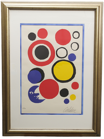ALEXANDER CALDER. Lithograph in colours, composition, rings numbered 86 ...