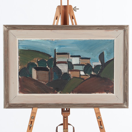 LARS BERTLE. Oil on panel, landscape and house. Art - Paintings - Auctionet