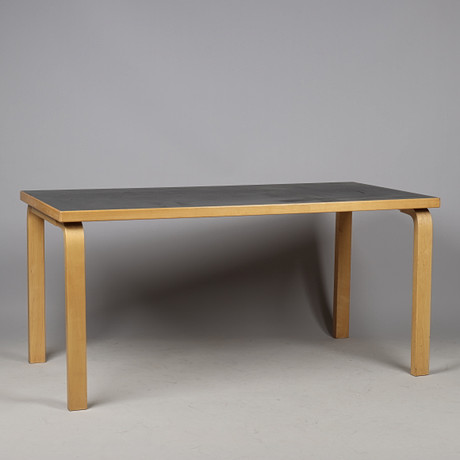 ALVAR AALTO. Rectangular table, birch and black linoleum, Artek, Finland. Furniture - Tables ...
