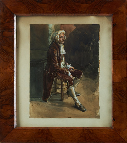 CARL REISER (1877-1950), watercolour, portrait of sitting man, signed ...