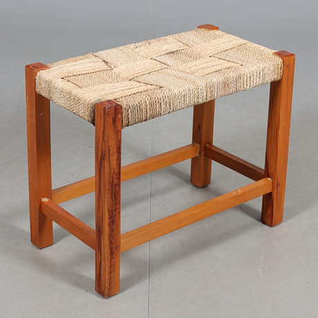 A stool, pine with string seat, second half of the 20th century ...