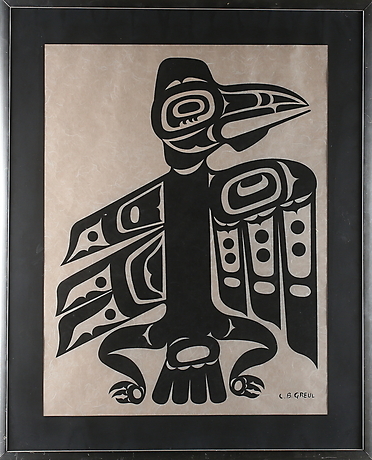 CHARLES B. GREUL. "Haida Raven", silkscreen on rice paper, signed CB ...