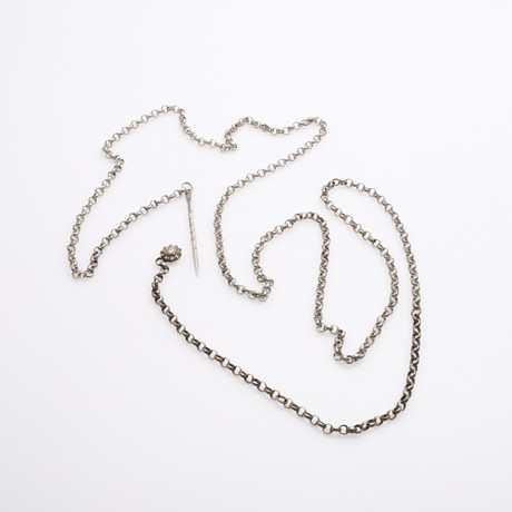 EMBOSSING CHAIN, SILVER, allmoge, pea link, antique, fixed button with ...