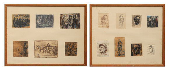 HUGO CARLBERG. Figure compositions, 2 paintings, signed. Art ...
