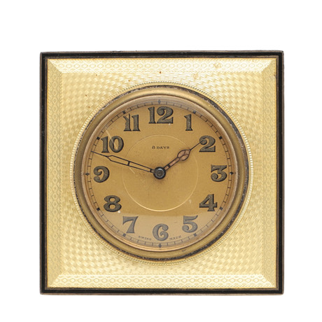 AN EARLY 20TH CENTURY ART DECO SILVER AND YELLOW GUILLOCHÉ ENAMEL DESK ...