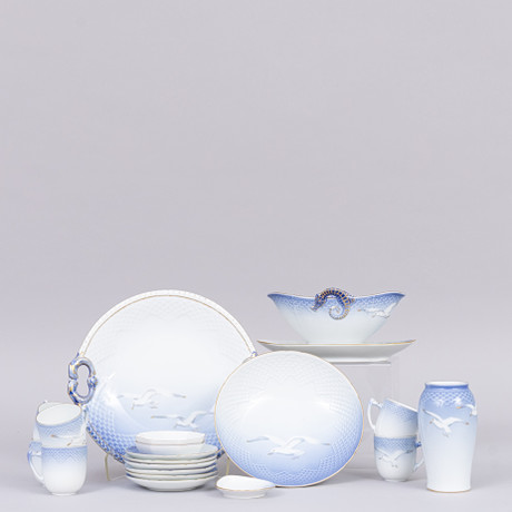 SERVISDELAR, 13 st, "Blå Måsen", porslin, Bing och Gröndal, Danmark ...