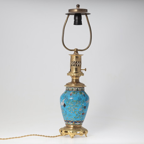 A cloisonné table lamp from China, beginning of the 20th century. PRC ...