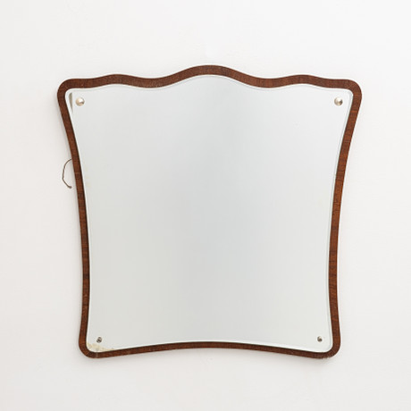 SPEGEL, ram med teakfanér, 1900-talets mitt. Speglar - Auctionet