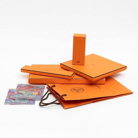 HERMES. Boxes, 4 pcs, booklets, 2 pcs and bag. Vintage & Designer ...